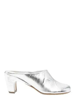 Dries Van Noten DRIES VAN NOTEN Metallic Leather Mules Silver