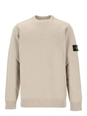 Stone Island STONE ISLAND Lambswool Crew Neck Sweater Cream