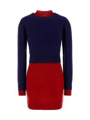 JIL SANDER Two-tone Wool Blend Dress - Multicolor