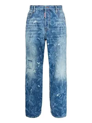 Dsquared2 Palm Print Wide-leg Trousers - Blue