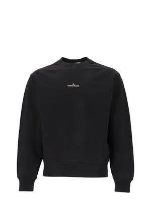 Stone Island Organic Cotton Fleece Crewneck Sweatshirt - Black