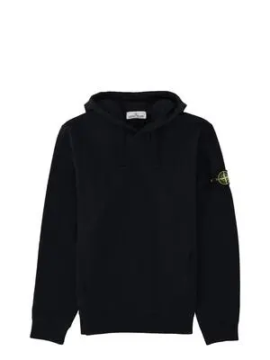Stone Island Logo Patch Cotton Hoodie - Blue