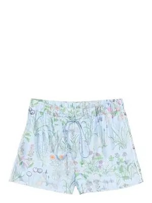 Gucci Silk Floral Print Shorts - Blue
