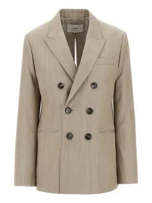 AMI Paris Maxi Split Blazer - Cream