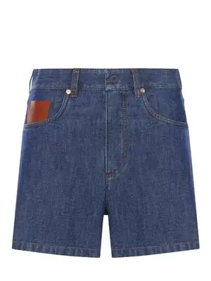 Fendi Chambray Denim Shorts - Blue