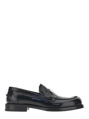 Dolce & Gabbana Logo Plate Leather Loafers - Black