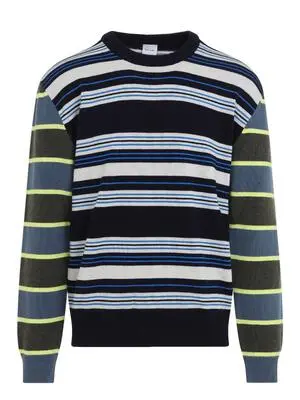 Paul Smith Striped Fine-knit Crewneck Sweater - Blue