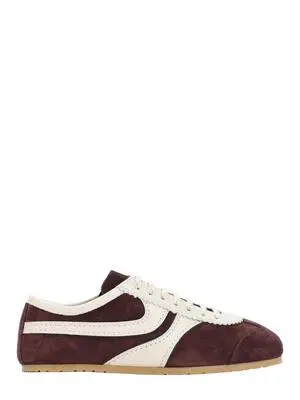 Dries Van Noten Leather And Suede Low-top Sneakers - Red