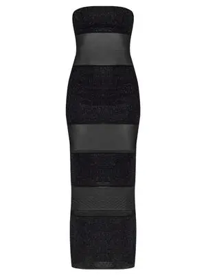 Oseree Long Bandeau Dress - Black