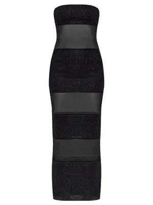 Oseree Long Bandeau Dress - Black