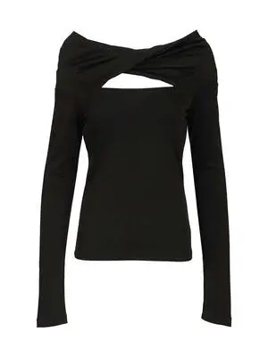 Max Mara Orafo Off-shoulder Top In Virgin Wool - Black