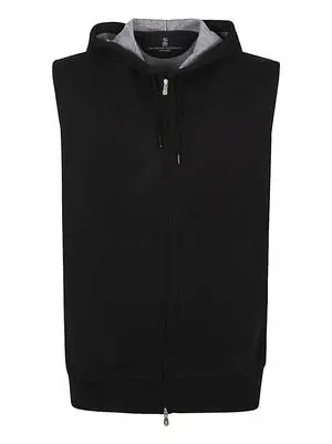 Brunello Cucinelli Cotton-cashmere Blend Sleeveless Hoodie - Multicolor