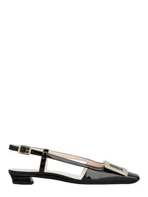 ROGER VIVIER Belle Vivier Patent Leather Slingback Ballerinas - Black