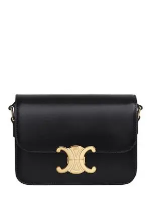 Celine Triomphe Teen Bag In Shiny Calf Leather - Black