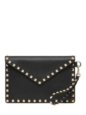 Valentino Garavani Rockstud Pouch In Calfskin - Black