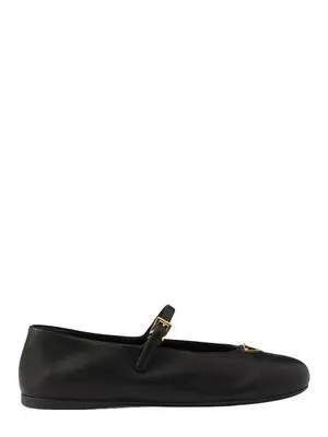 Prada Nappa Leather Ballet Flats With Logo - Black