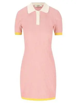 Fendi Short Sleeve Polo Collar Day Dress - Pink