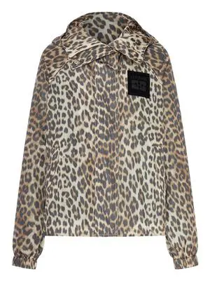 GANNI GANNI Nylon Jacket With Leopard Print Multicolor