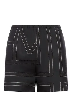 TOTEME TOTÊME Silk Monogram Shorts Black