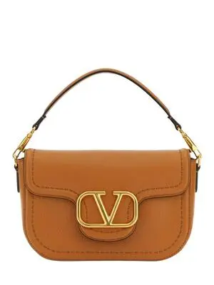 Valentino Garavani Camel Leather Alltime Shoulder Bag - Brown