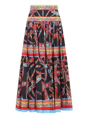 Dolce & Gabbana Popeline Midi Carretto Skirt - Multicolor
