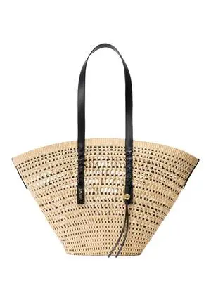 Loewe Large Braid Basket Bag In Iraca Palm And Calfskin - Multicolor