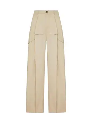 Loewe X Paula`s Ibiza Lightweight Cotton Trousers With Asymmetric Panel Construction - Cream