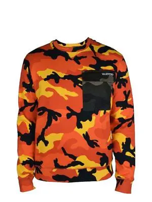 Valentino Garavani Long Sleeve Camouflage Sweatshirt - Orange