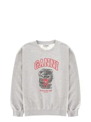GANNI GANNI Printed Crewneck Sweatshirt Gray