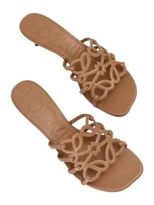Loewe Soft Calfskin Petal Anagram Slide - Brown