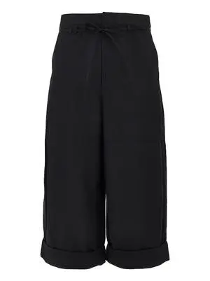 Jacquemus Cotton Poplin Wide Leg Pants - Black