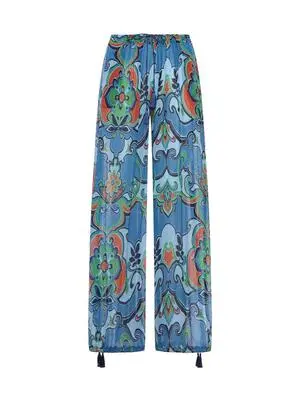 Etro ETRO Printed Silk Blend Trousers Multicolor