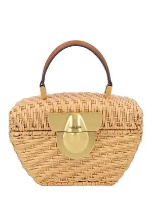 Cult Gaia Woven Rattan Top Handle Bag - Cream