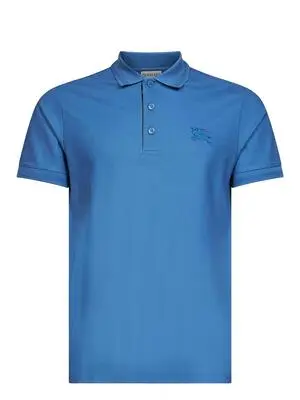Burberry Burberry Men Pool Blue Cotton Pique Polo Shirt With Embroidered Ekd Multicolor