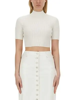 COURREGES COURREGES Cropped Ribbed Knit Top