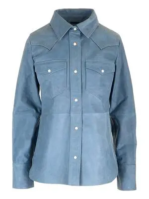 STAND STUDIO Western Leather Shirt - Blue