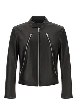MAISON MARGIELA 5-zip Leather Jacket - Black