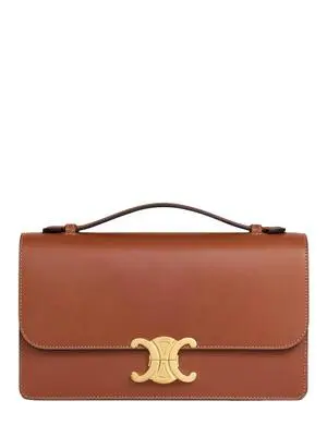 Celine Medium Triomphe Folio Bag In Calfskin - Tan