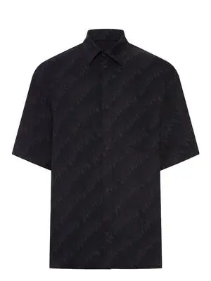Balenciaga Fluid Viscose Shirt With Allover Logo - Black