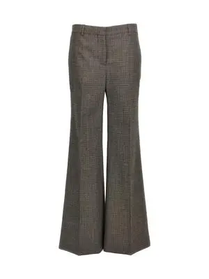 Stella McCartney Houndstooth Flared Wool Trousers - Gray