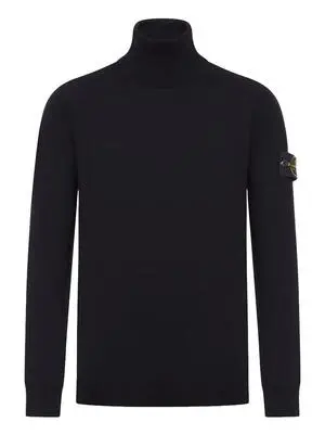 Stone Island Compass Logo Turtleneck Sweater - Black