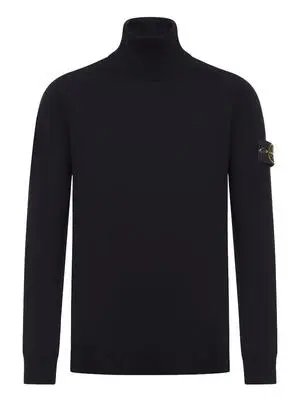 Stone Island Compass Logo Turtleneck Sweater - Black