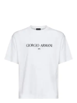 Giorgio Armani Ivory Cotton Interlock Jersey T-shirt - Multicolor