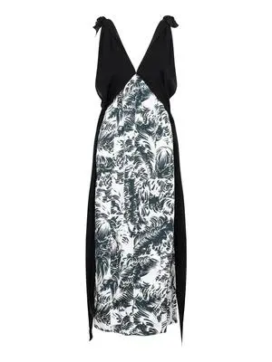 Bottega Veneta Printed Silk Long Dress - Black