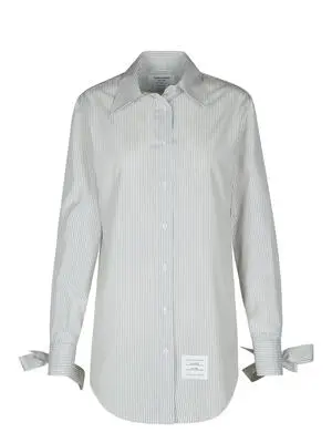 Thom Browne Thom Browne Long Shirt In Grey Silk Blend Women Gray