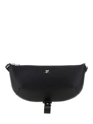 COURREGES Holy Eclipse Leather Shoulder Bag - Black
