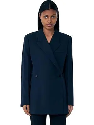 JIL SANDER Double-breasted Wool Blazer - Blue
