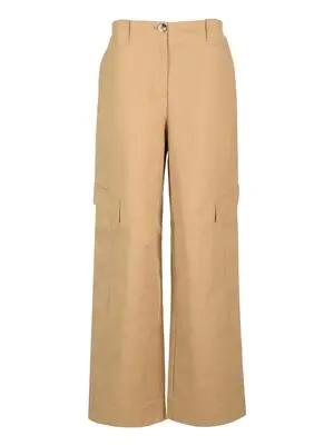 GANNI GANNI Cotton Canvas Cargo Trousers Cream