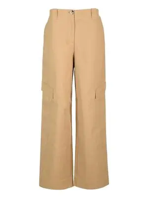 GANNI Cotton Canvas Cargo Trousers - Cream