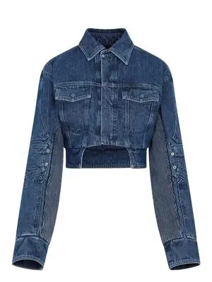 Off-White Motorcycle Hole Crop Jacket - Blue